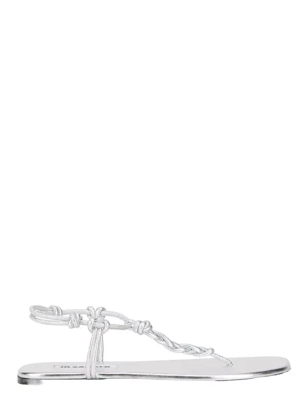 JIL SANDER Knotted Strap Flat Sandals - Silver