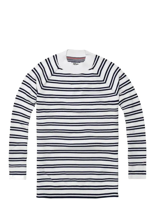 Tommy Hilfiger Horizontal Stripe Crewneck Knit Sweater - White