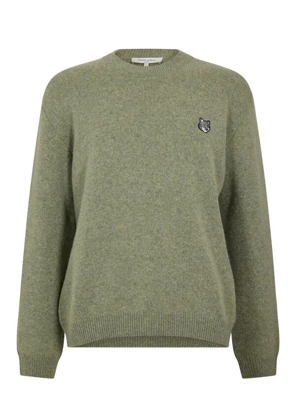 Maison Kitsuné Fox Head Lamb Knit Jumper - Green