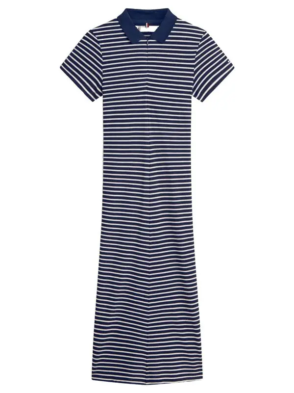 Tommy Hilfiger Striped Pique Polo Dress - Blue
