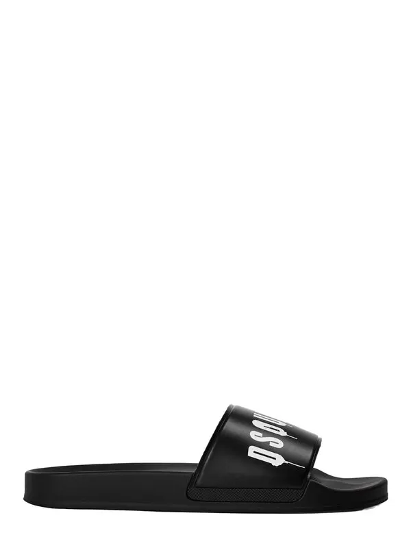 Dsquared2 Printed Logo Slip-on Slide Sandals - Black