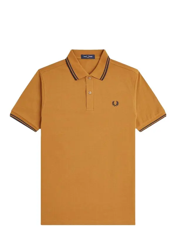Fred Perry Cotton Shortsleeve Lapel Tshirt - Brown