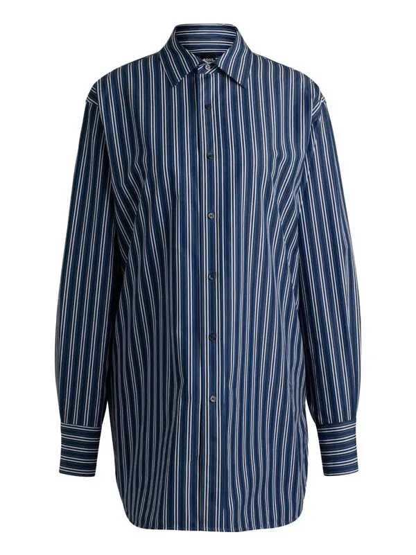 Hugo Boss Vertical Stripe Long-sleeve Shirt - Blue