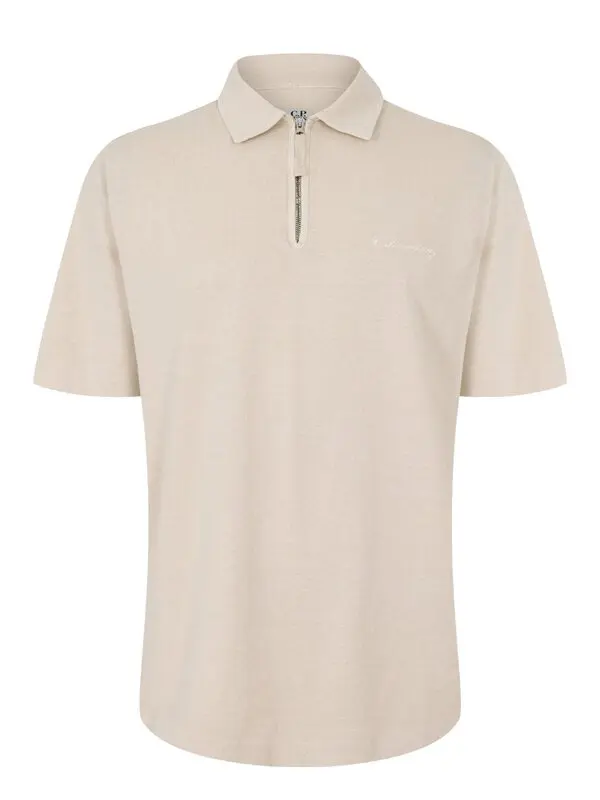 C.P. COMPANY Shortsleeve Zipup Polo Shirt - No