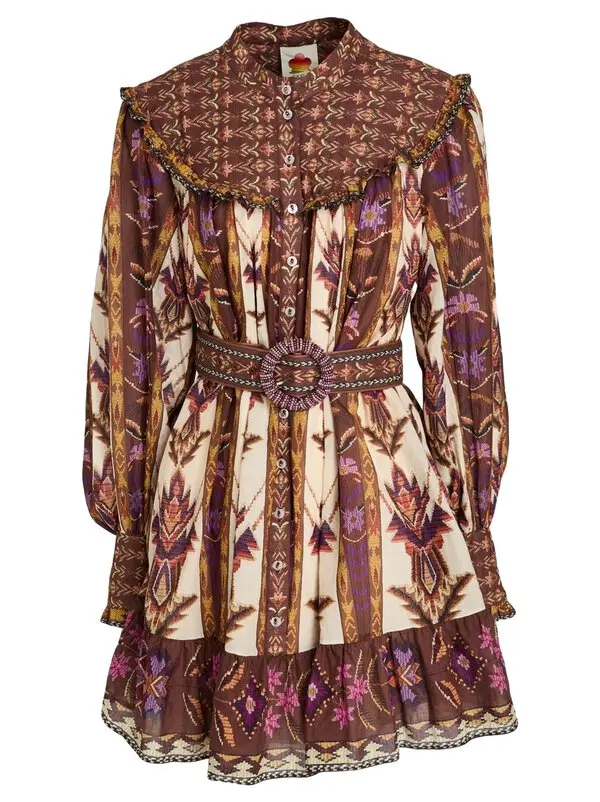 Farm Rio Bohemian Printed Mini Dress - Brown