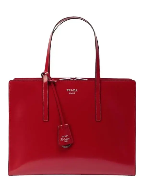 Prada Re-edition 1995 Brushed Leather Tote Bag - Scarlet