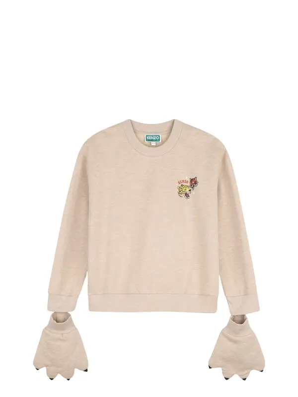 Kenzo Graphic Print Paw Attachment Sweatshirt - Nude