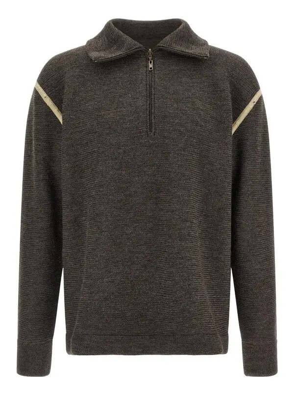 MAISON MARGIELA Elbow Patch Quarter-zip Sweater - Grey