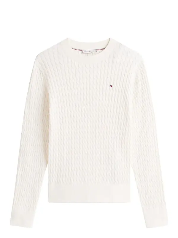 Tommy Hilfiger Cableknit Crewneck Sweater - White