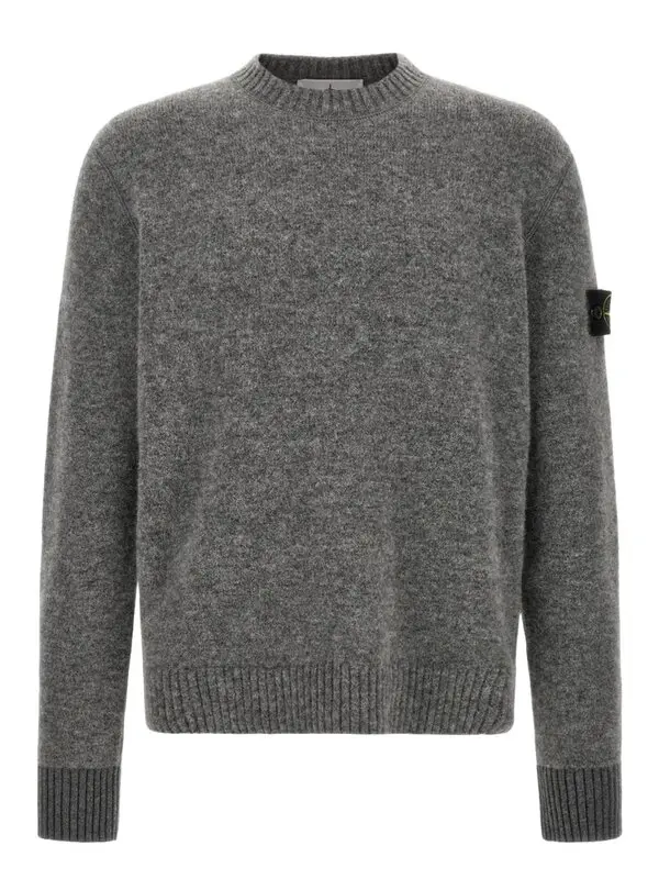 Stone Island Logo-patch Knit Sweater - Gray