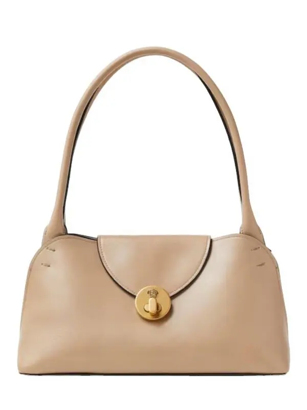 Versace Vivian Small Leather Shoulder Bag - Beige