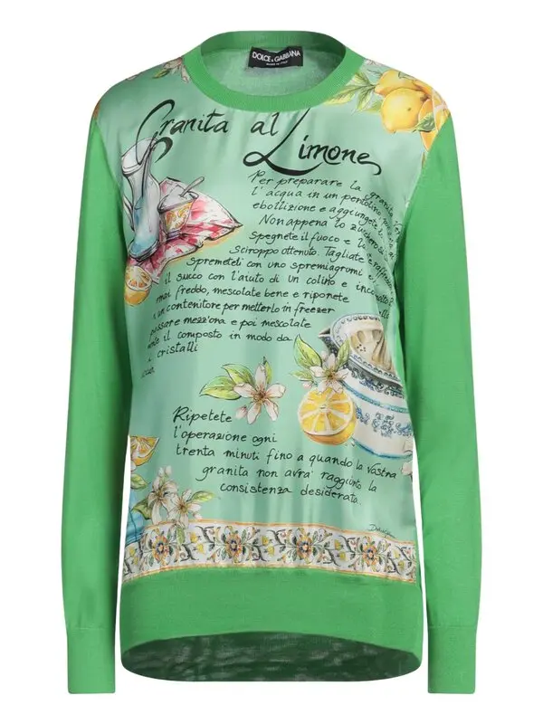 Dolce & Gabbana Multicolor Printed Long Sleeve Knit Top - Green