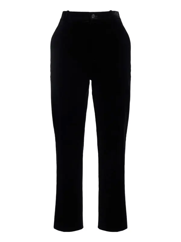 Saint Laurent Velvet Straight Leg Trousers - Black