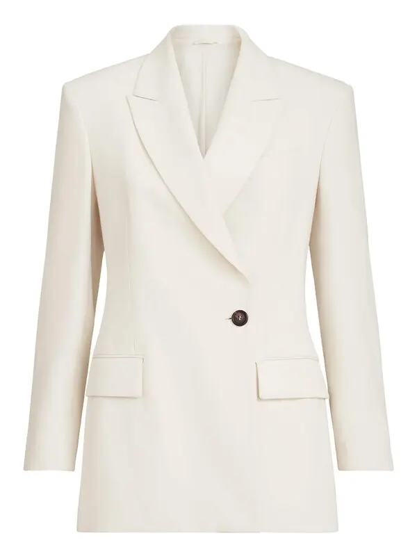 Brunello Cucinelli Asymmetrical Double Breasted Blazer - White