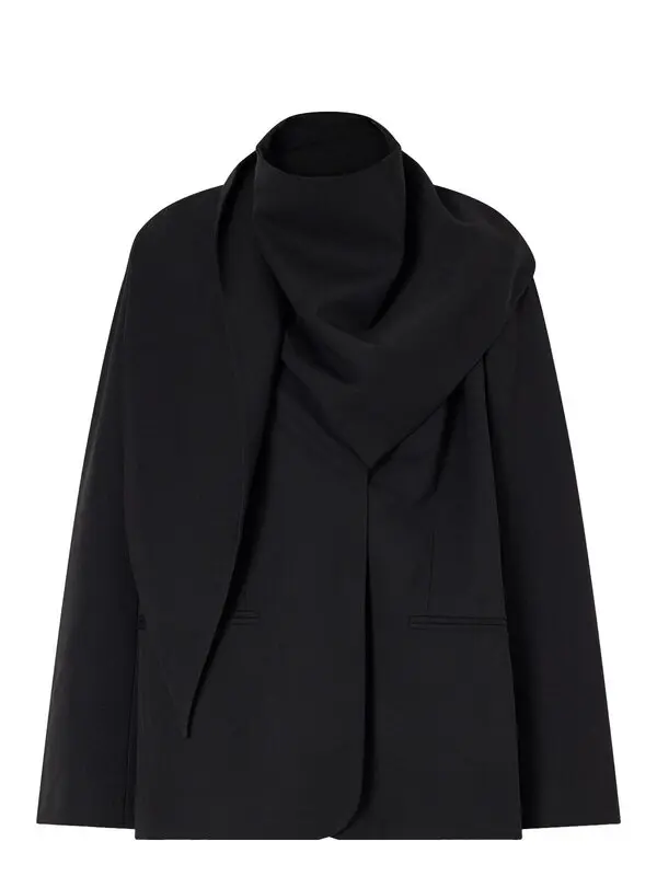 Sea Remi Scarf-effect Wool-blend Crepe Blazer - Black