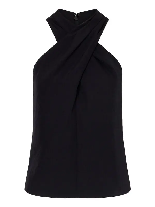 Theory Halter Neck Draped Crepe Top - Black