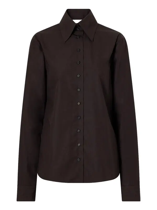 Khaite Ivy Cotton-poplin Shirt - Brown