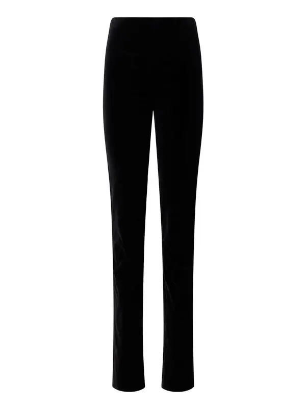 Khaite Ryden Wool-blend Velvet Straight-leg Pants - Black