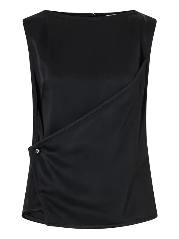 LANVIN Satin Wrap Top - Black