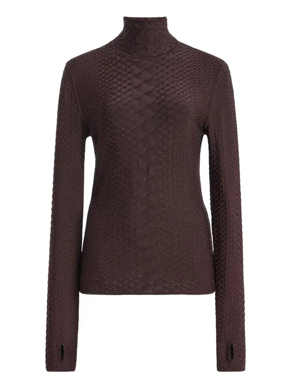 Adam Lippes Sarita Viscose Python Jacquard Turtleneck Top - Brown