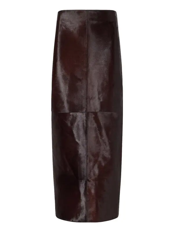 Nour Hammour Elyse Paneled Calf Hair Midi Skirt - Metallic