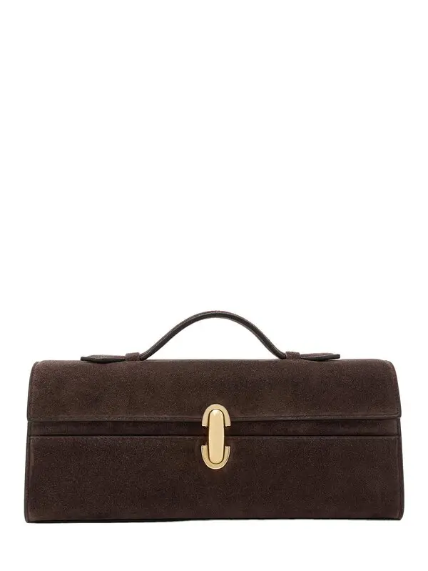 Savette Slim Symmetry Suede Pochette - Brown