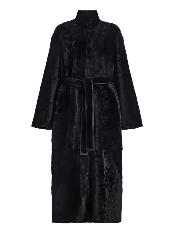 Nour Hammour Grace Shearling Coat - Black