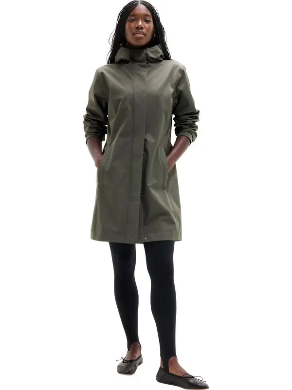 Athleta Rainout Ridge Long Trench - Jungle