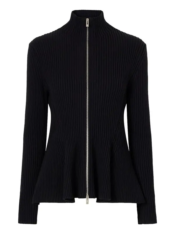Alaïa Ribbed Wool-blend Zip-up Cardigan - Black