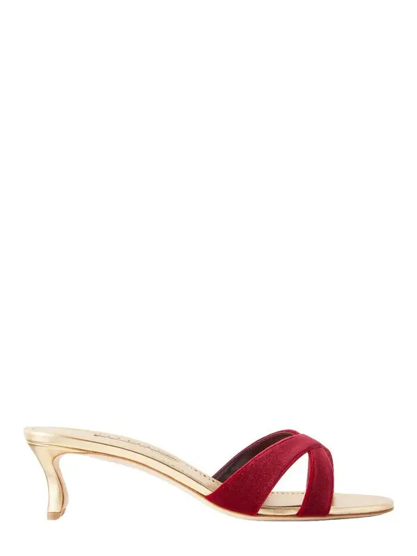 Manolo Blahnik Callydramu 50 Velvet Sandals - Red