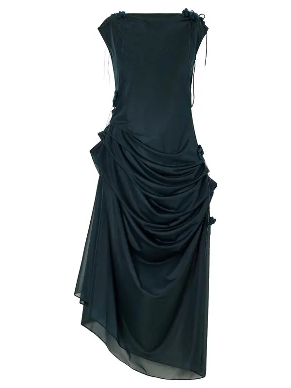 PAULINE DUJANCOURT Najia Asymmetric Jersey Midi Dress - Green