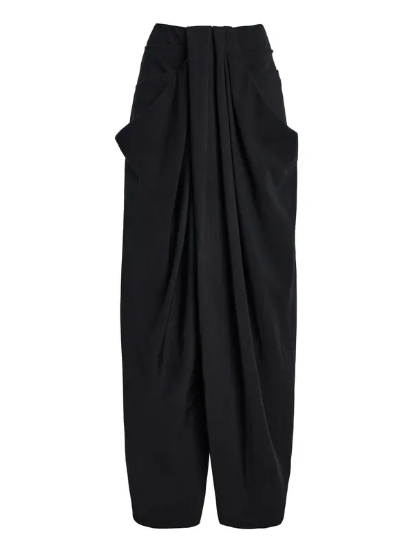 Balmain Grain De Poudre Wool Loose Pants - Black