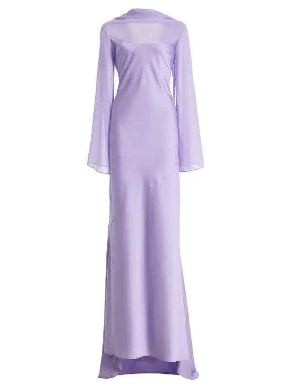 Significant Other Devlyn Satin Gown With Sheer Overlay - Purple