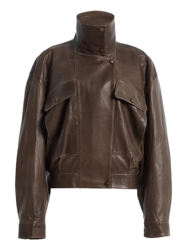 Nour Hammour Quincy Leather Jacket - Brown