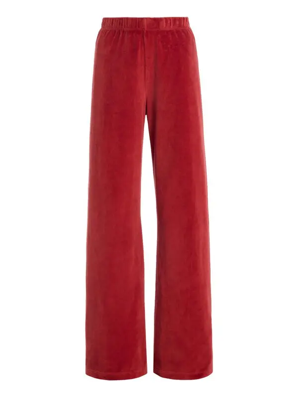 Suzie Kondi Zephyra Velour Straight-leg Pants - Red