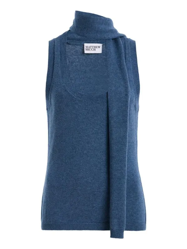 Matthew Bruch Scarf Knit Tank Top - Blue