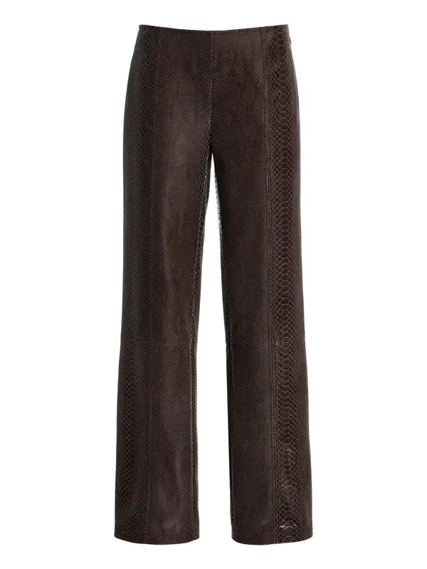 Paris Georgia Python-embossed Leather Straight-leg Pants - Brown