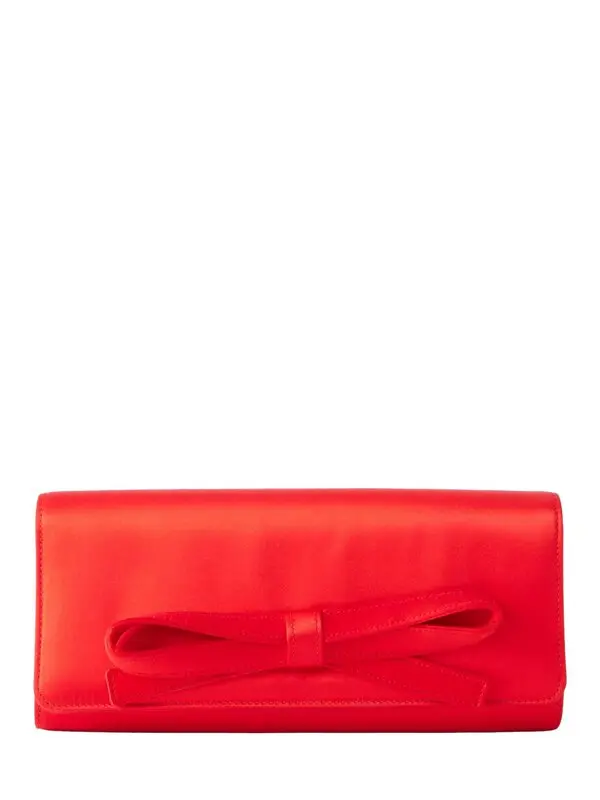 Carolina Herrera Ribbon Detailed Satin Clutch - Red