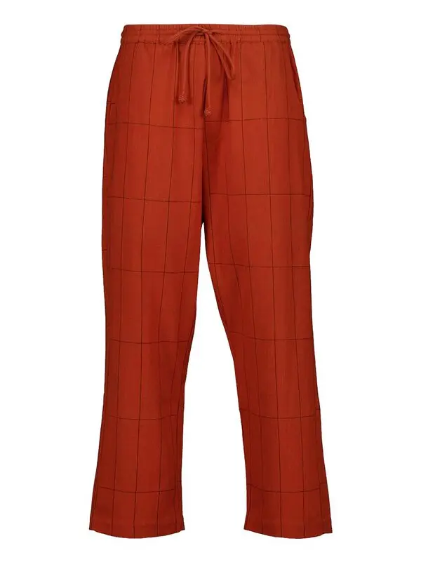 BAZISZT Baziiszt Hand-woven Cotton Plaid Pants - Orange