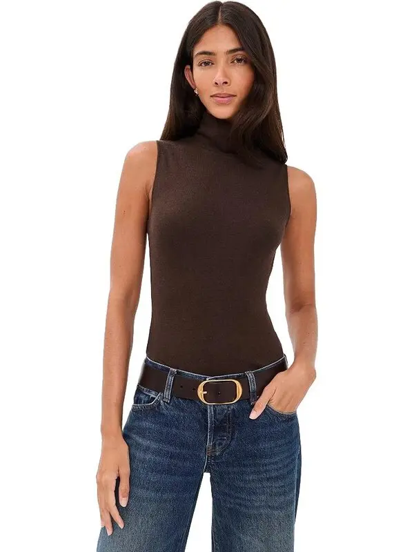 REFORMATION Colbie Knit High Neck Top - Mole