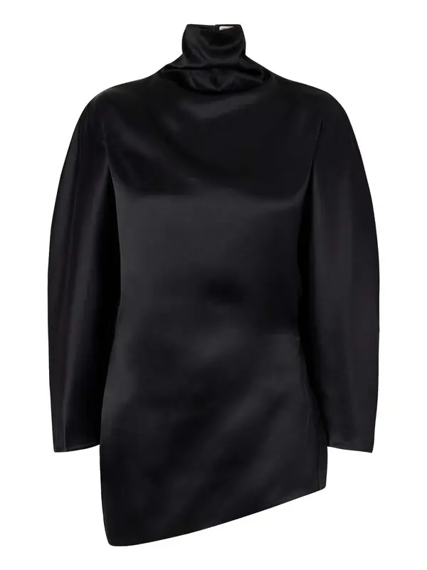 Khaite Harlow Gathered Satin Blouse - Black