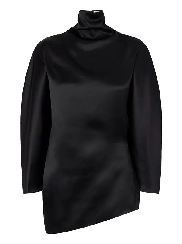 Khaite Harlow Gathered Satin Blouse - Black