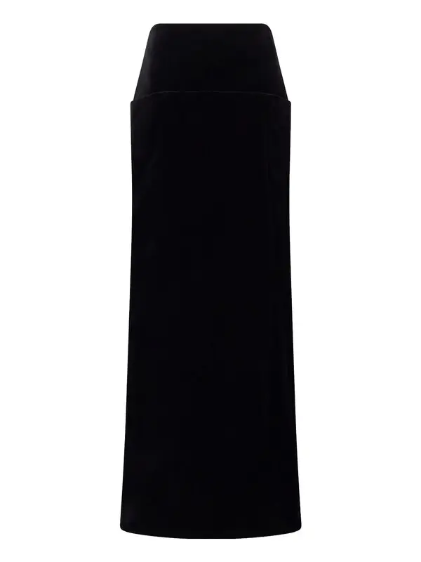 Alaïa Cotton-velvet Midi Skirt - Black