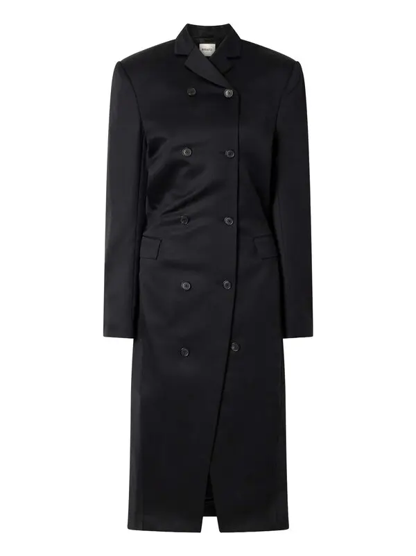 Khaite Rolon Double-breasted Wool Long Coat - Black