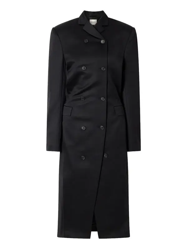 Khaite Rolon Double-breasted Wool Long Coat - Black