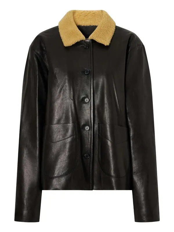 Khaite Wilson Leather And Shearling-trimmed Jacket - Black
