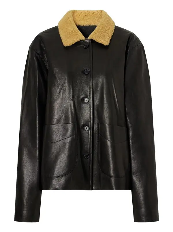 Khaite Wilson Leather And Shearling-trimmed Jacket - Black