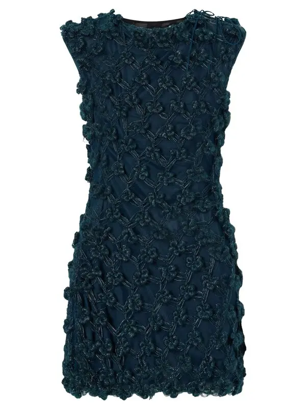 PAULINE DUJANCOURT Floral Appliqué Mini Dress - Emerald