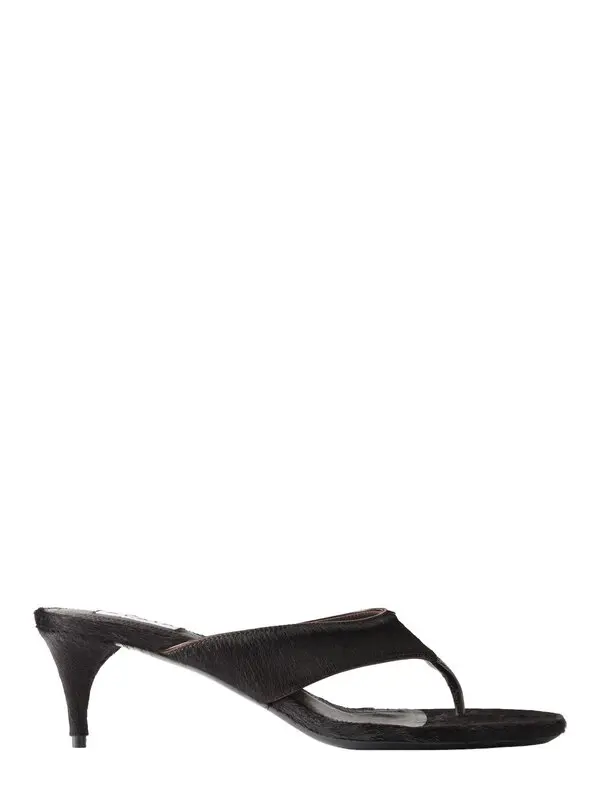Alaïa Calf Hair Thong Sandals - Brown