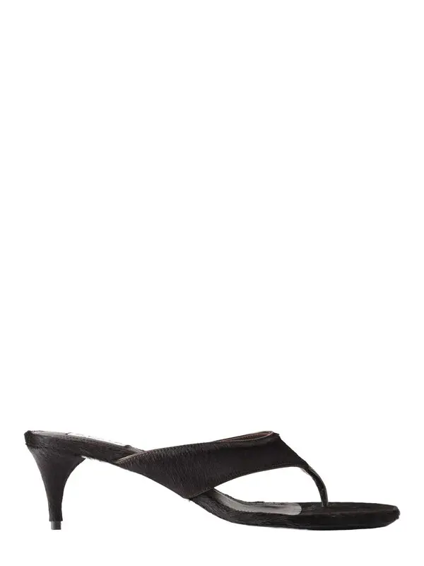 Alaïa Calf Hair Thong Sandals - Chocolate